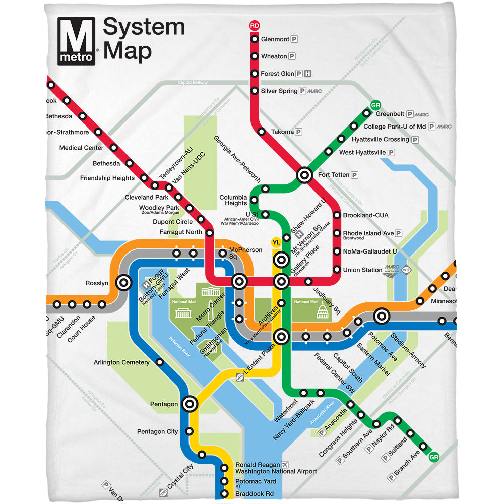 Metro Map Fleece Blanket – DCMetroStore