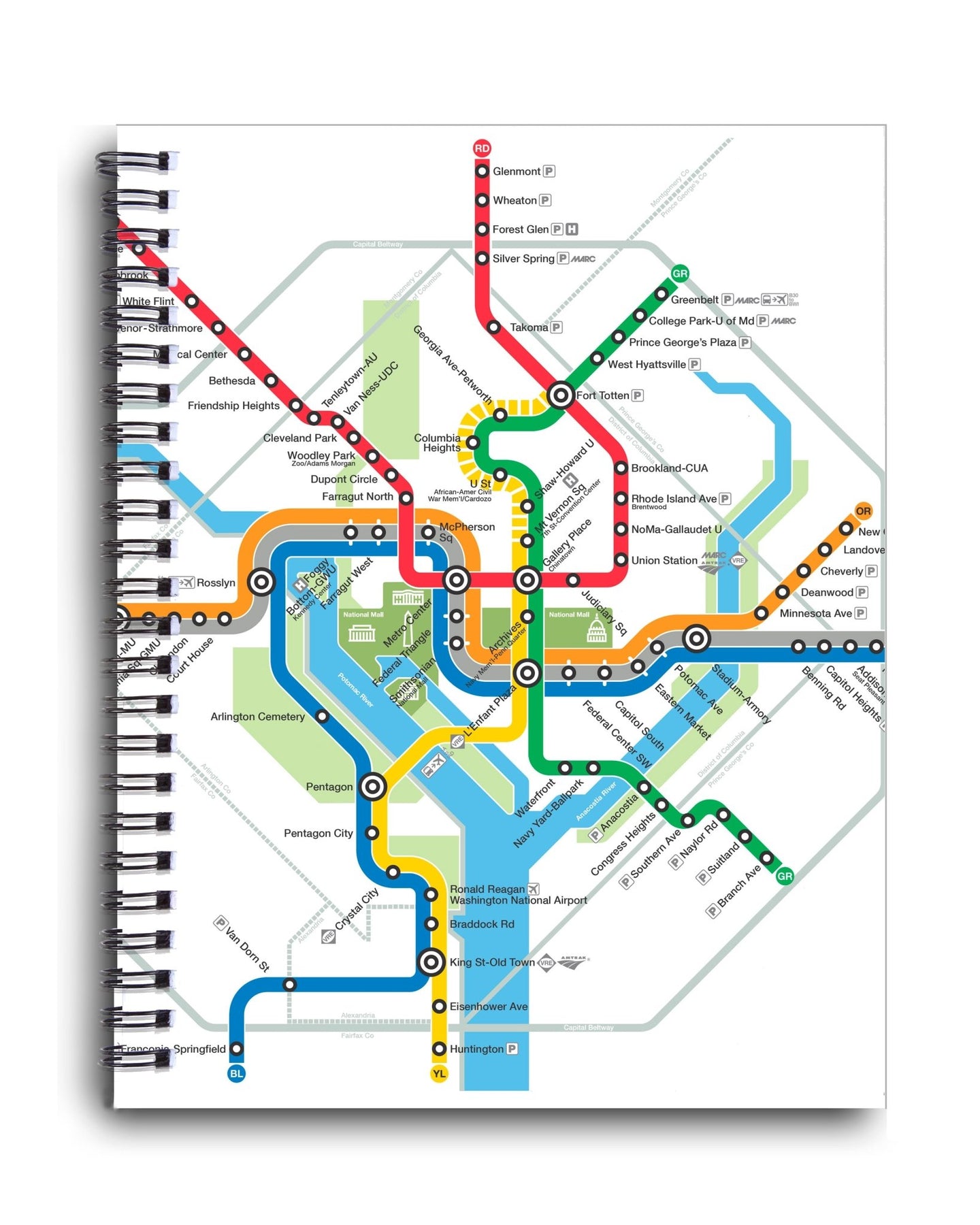 Washington DC Metro Map Spiral Journal – DCMetroStore